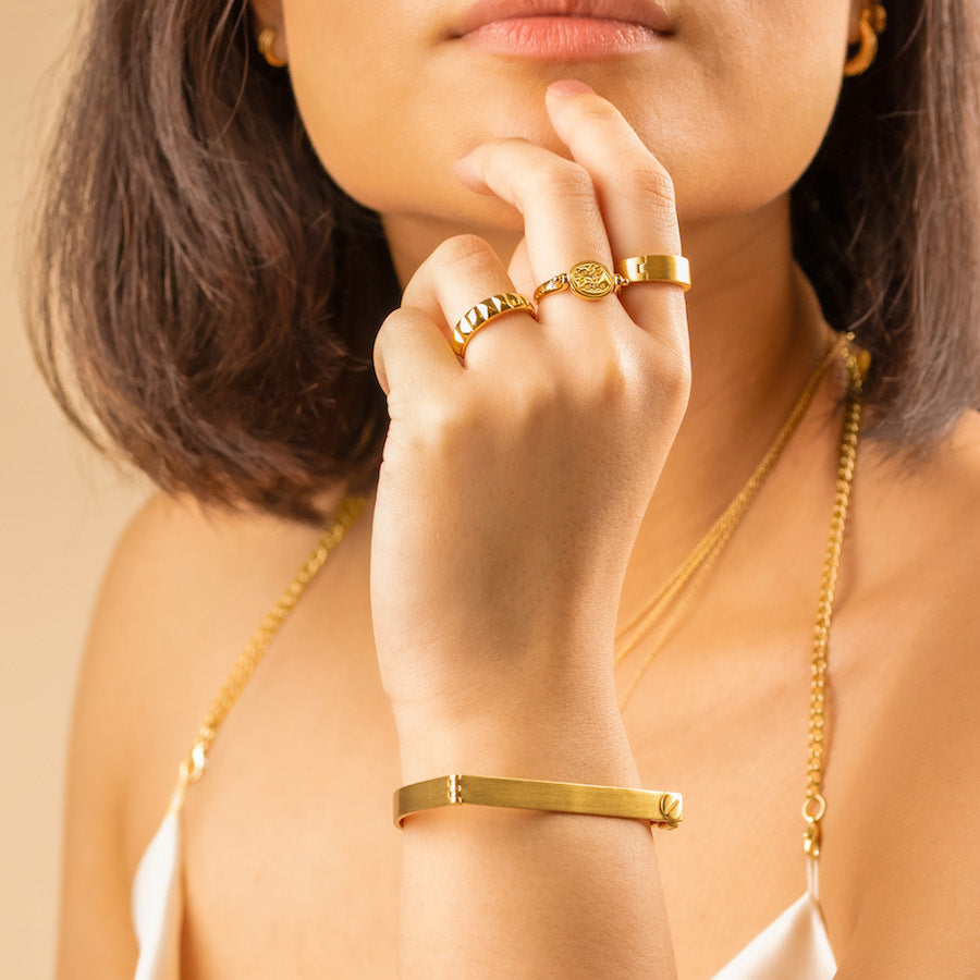 Checker 14K Gold Vermeil Ring | Wanderlust + Co